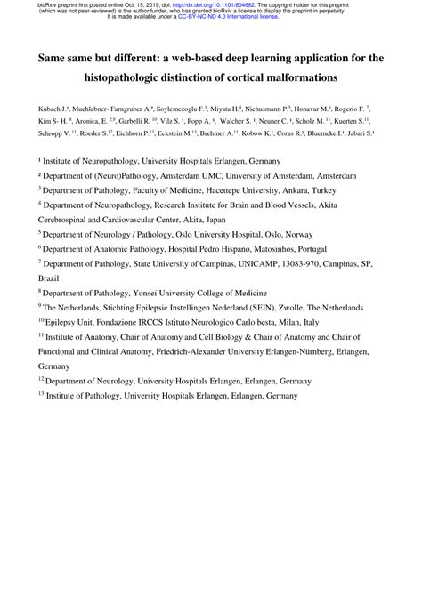 Pdf Same Same But Different A Web Based Deep Learning Application For The Histopathologic