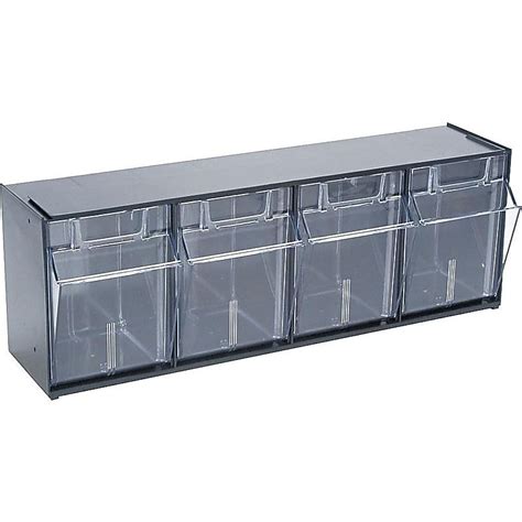 Deflect O Interlocking Tilt 4 Bin Compartment Storage Hard Plastic