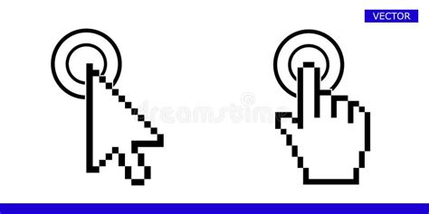 White Arrow Cursor And Hand Cursor Click Or Touch Moving Icons Vector Illustration Stock Vector