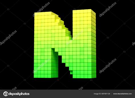 Pixel Art Typeface Letter Yellow Green Color Scheme High Quality Stock