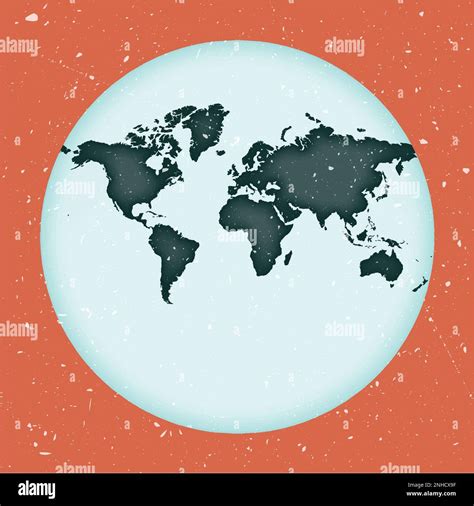 World Map Poster Van Der Grinten Iii Projection Vintage World Shape With Grunge Texture