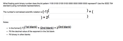 solved what floating point binary number does the bit