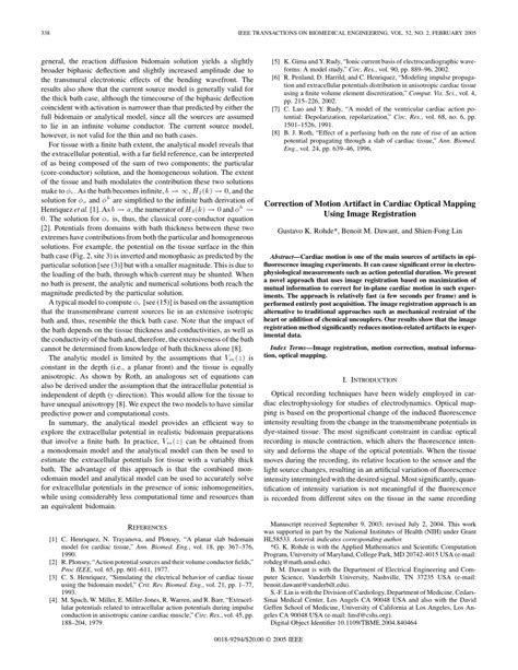 Pdf Correction Of Motion Artifact In Cardiac Optical Mapping Using Image Registration Technique