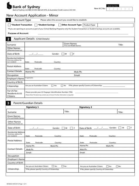 Fillable Online New Account Application Minor Fax Email Print PdfFiller