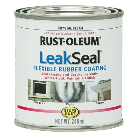 Rust Oleum 240ml Crystal Clear Leakseal Flexible Rubber Coating Sealer
