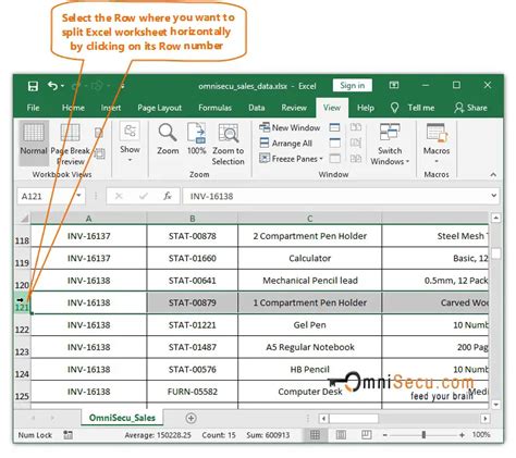 How To Split Panes An Excel Worksheet At A Row Horizontally