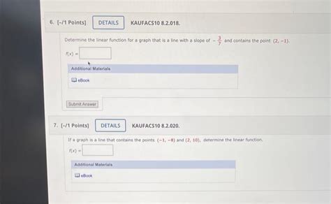 Solved Determine The Linear Function For A Graph That Is A