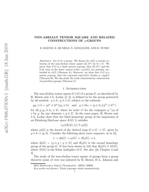 Pdf Non Abelian Tensor Square And Related Constructions Of P Groups
