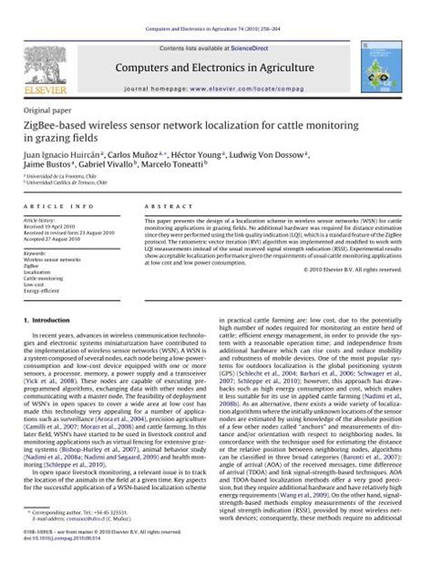 Zigbee Based Wireless Sensor Network Localization For Cattle