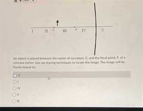 Solved An Object Is Placed Between The Center Of Curvature
