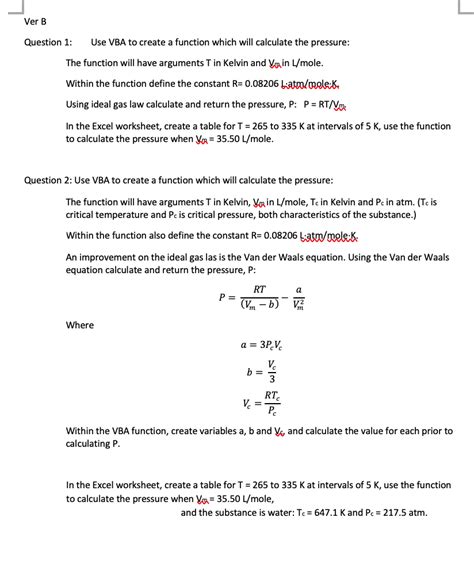 Ver B Question Use VBA To Create A Function Which Chegg