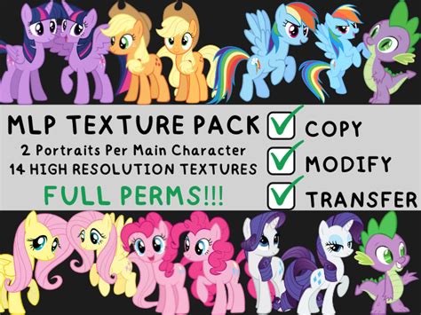 Second Life Marketplace Mlp Main Characters Solo Portraits Texture