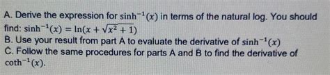 Solved A Derive The Expression For Sinh X In Terms Of The Chegg Com