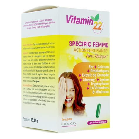 Vitamin'22 specific femme 60 gélules - Vitalité, fatigue, anémie