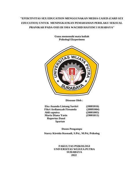 Uas Efektivitas Sex Education Menggunakan Media Cased Fixx Pdf