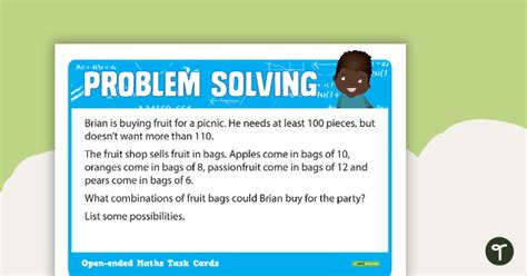 open ended maths problem solving cards upper primary teach starter