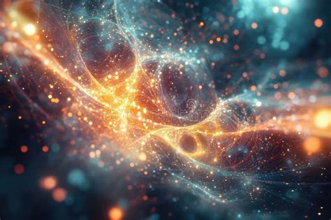 Abstract Representation Of A Cosmic Phenomenon With Bright Light Particles And Swirling Patterns