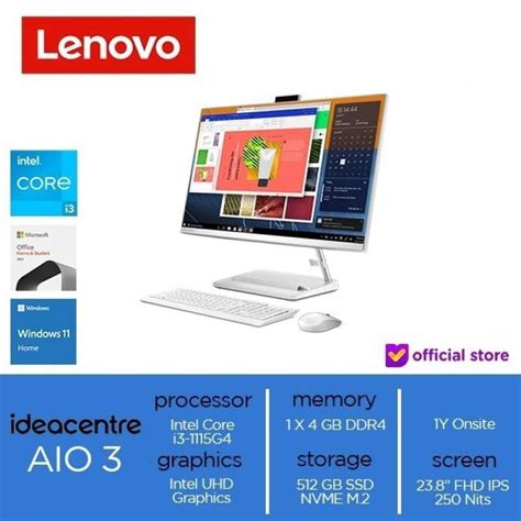 Jual Lenovo Ideacentre Aio 3 24itl6 Core I3 1115g4 4gb 512ssd Win11 Ohs Di Seller Surya Mitra