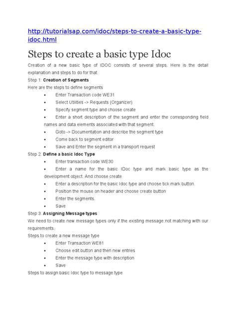 Steps To Create A Basic Type Idoc Pdf Modular Programming Interface Computing