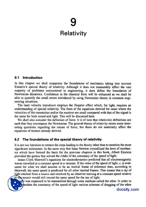 Relativity Advanced Engineering Dynamics Lecture Handout Docsity