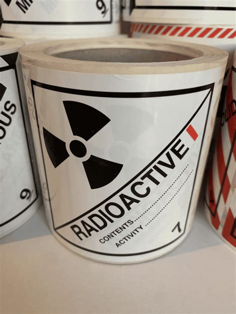 Class 7 Radioactive Category I White Hazard Label 100mm X 100mm Rolls