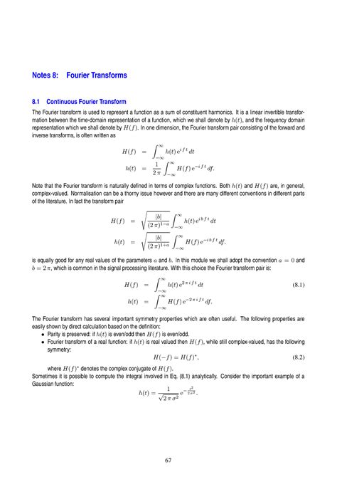 MA934 2014 2015 Notes 8 Fourier Transforms Notes 8 Fourier