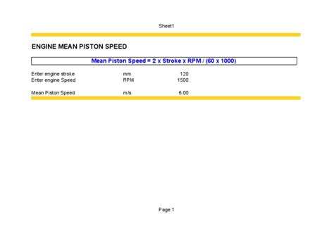 Engine Mean Piston Speed Calc Pdf