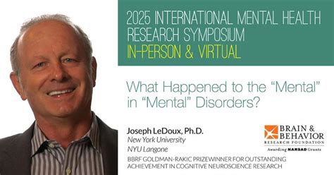 Congratulations To The Bbrf Goldman Rakic Prize Recipient Dr Joseph Ledoux For Their