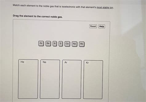 solved match each element to the noble gas that is