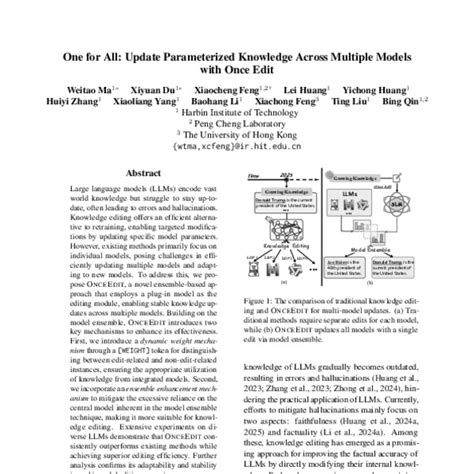 One For All Update Parameterized Knowledge Across Multiple Models With Once Edit Acl Anthology