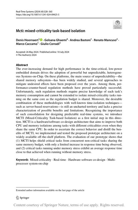 Pdf Mcti Mixed Criticality Task Based Isolation