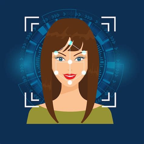 Premium Vector Vector Face Recognition Or Faceprint Technology Scanning Womans Face With