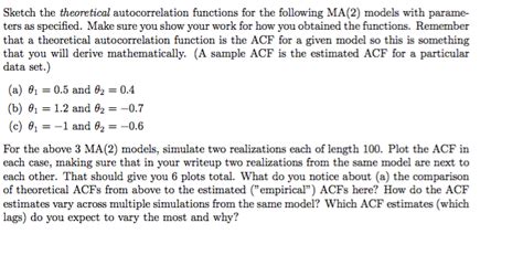 Solved Sketch The Theoretical Autocorrelation Functions For