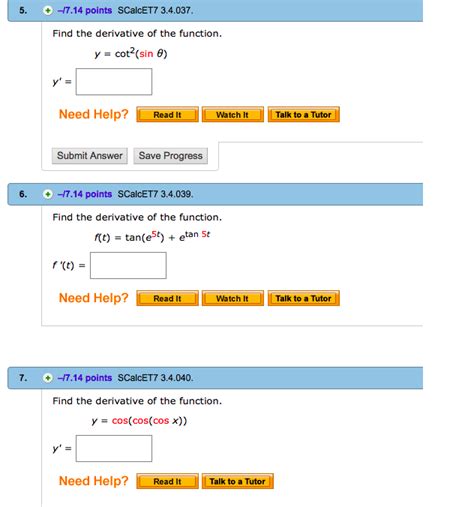 Solved Find The Derivative Of The Function Y Cot Sin Chegg