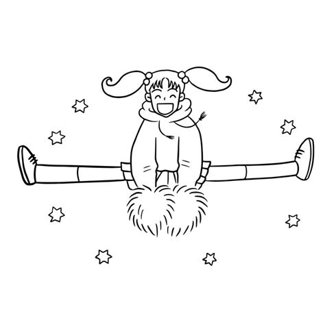 Ликующая девушка мультфильм каракули каваи аниме раскраски милая иллюстрация рисование клипарт