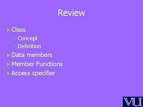 Object Oriented Programming Oop Lecture No 8 Review