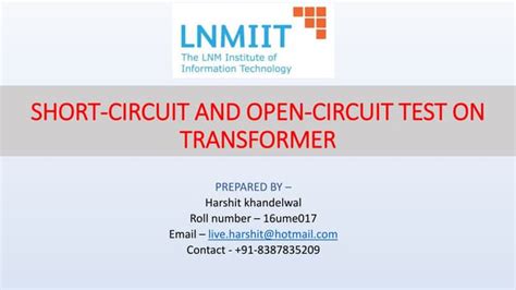Open Circuit And Short Circuit Test On Transformer Pptx