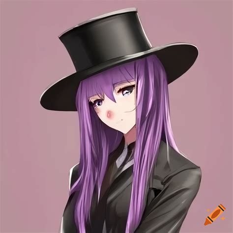 Anime Girl With Long Light Purple Hair Pink Eyes And Angel Wings On