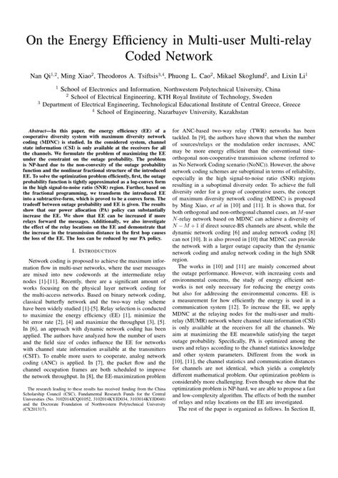 Pdf On The Energy Efficiency In Multi User Multi Relay Coded Network