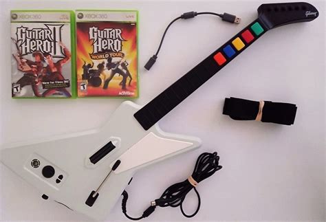 Xbox 360 Guitar Hero X Plorer Guitar Wired Controller Bundle With 2