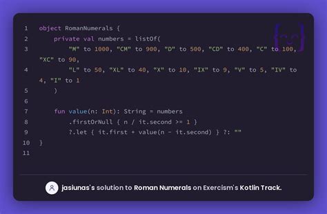 Jasiunass Solution For Roman Numerals In Kotlin On Exercism