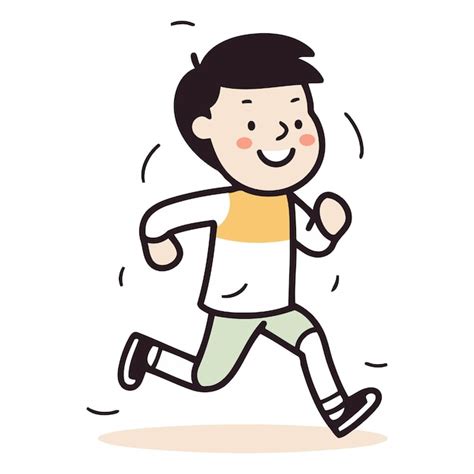 달리는 소년 간단한 만화 터 일러스트레이션의 소년 소년 달리는 프리미엄 Ai 생성 벡터