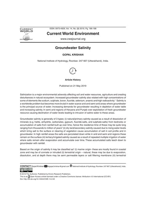 Pdf Groundwater Salinity
