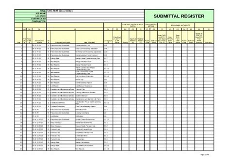 11 Contractor Submittal Template Excel Files Download Free Collection Files