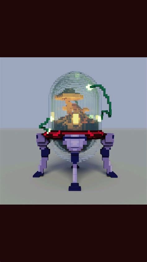 Mushroom Bot Sketch To Pixel Art To Voxel Art
