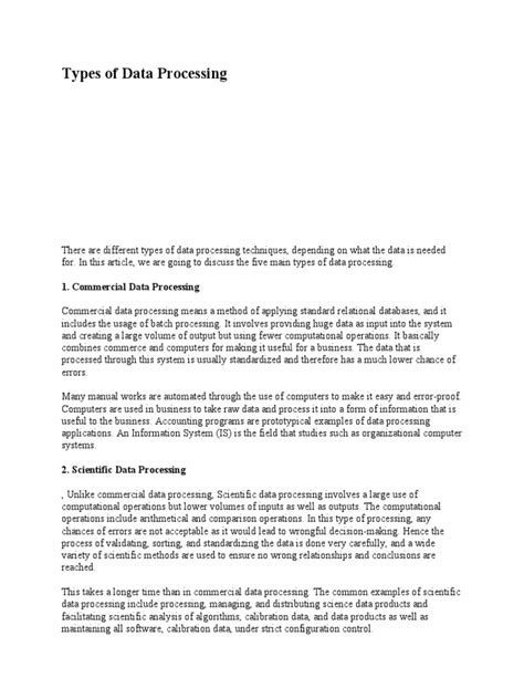 Types Of Data Processing Download Free Pdf Central Processing Unit