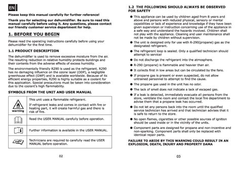 Dehumidifier Operation Manual Safety Precautions And Usage Guide