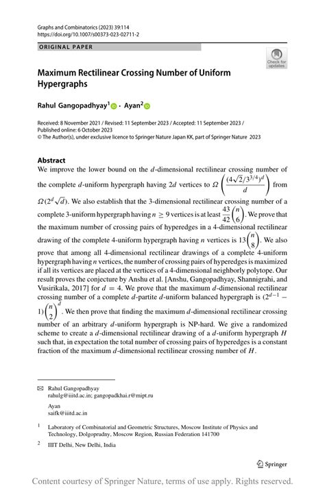 Maximum Rectilinear Crossing Number Of Uniform Hypergraphs Request Pdf