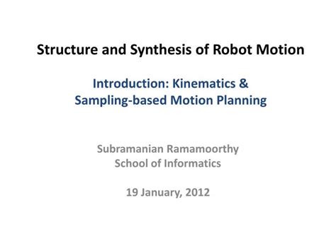 Ppt Structure And Synthesis Of Robot Motion Introduction Kinematics
