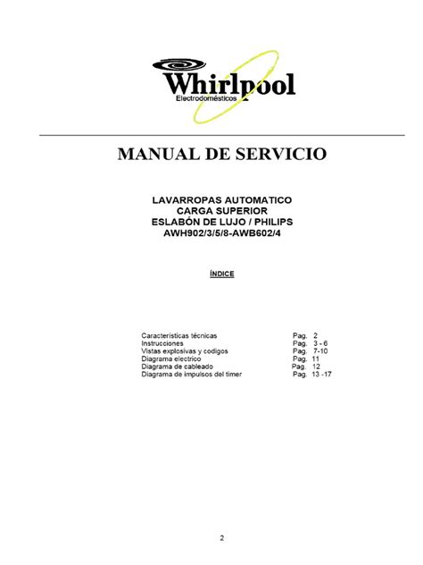 Manual De Servicio Lavarropas Automatico Carga Superior Eslabón De Lujo
